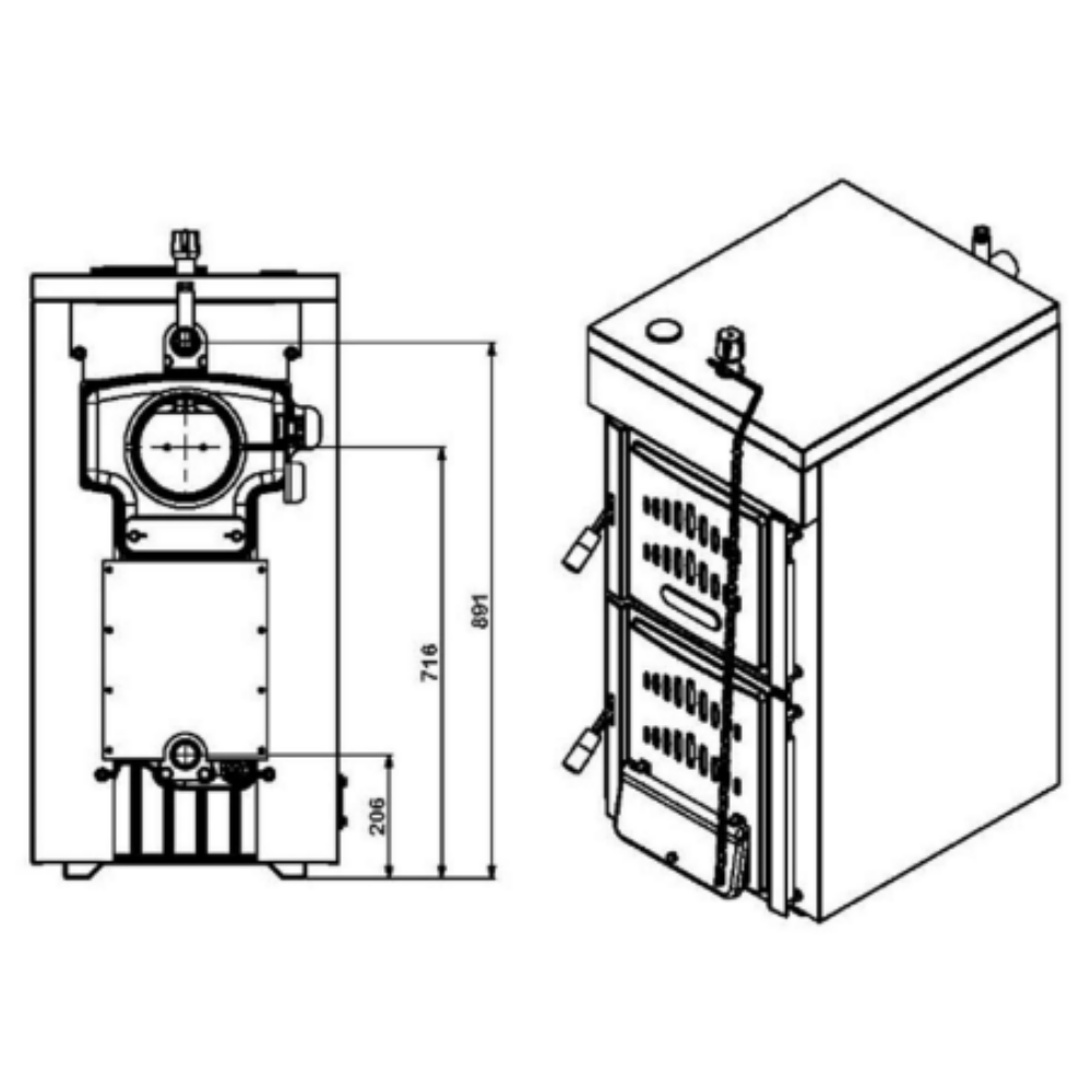 Hunor SP 5 tagos szilárdtüzelésű öntöttvas kazán (25kW ...